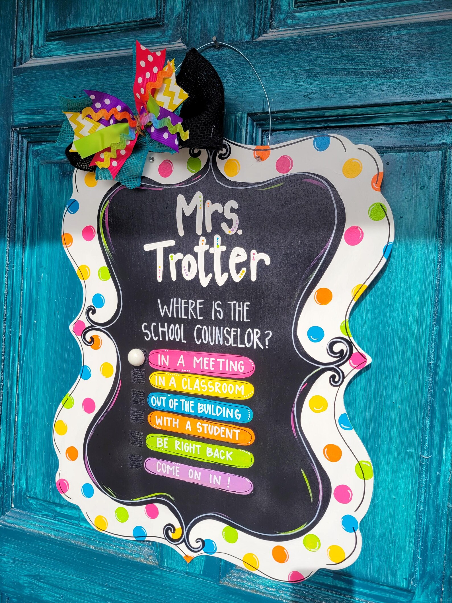 Polka Dot Plaque Teacher Door Hanger - Custom Colors & Free ...