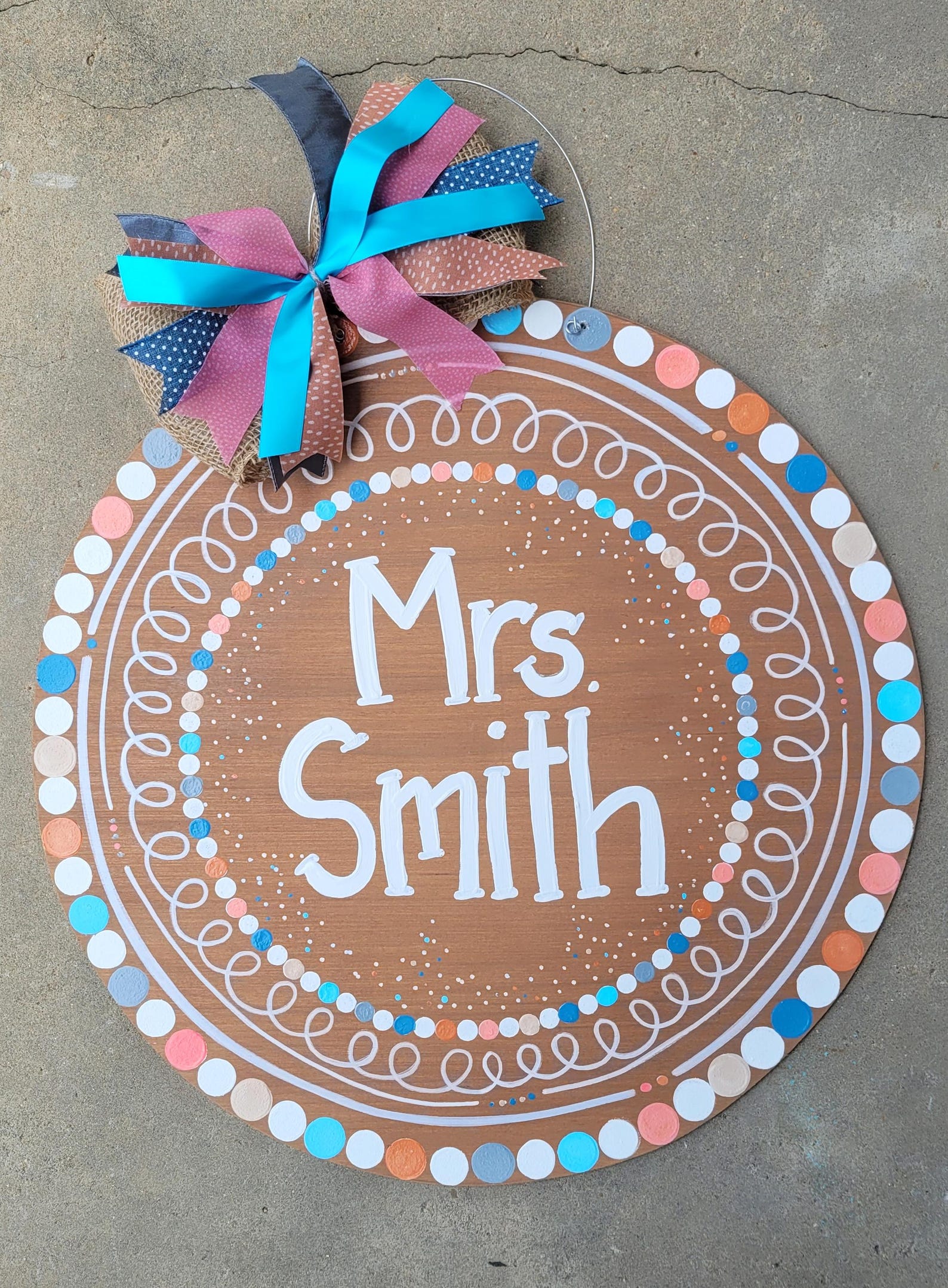 Polka Dot Teacher Door Hanger - Custom Colors & Free Personalization ...