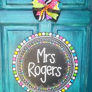 Polka Dot Teacher Door Hanger - Custom Colors & Free Personalization ...