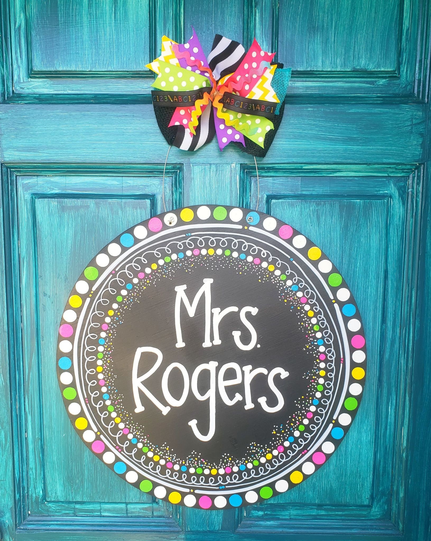 Polka Dot Teacher Door Hanger - Custom Colors & Free Personalization ...