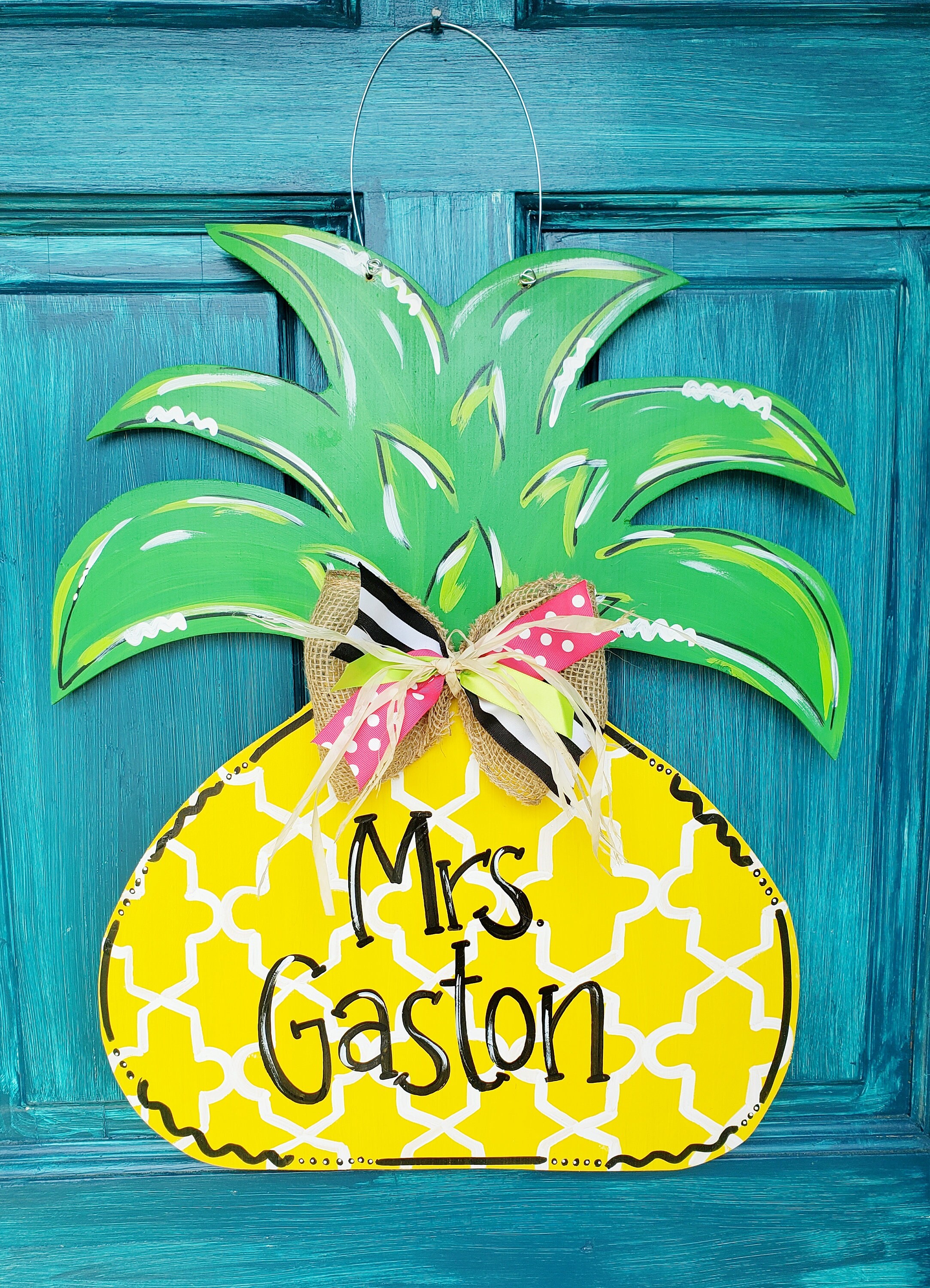 Pineapple Teacher Door Hanger School Sign Personalized - Etsy