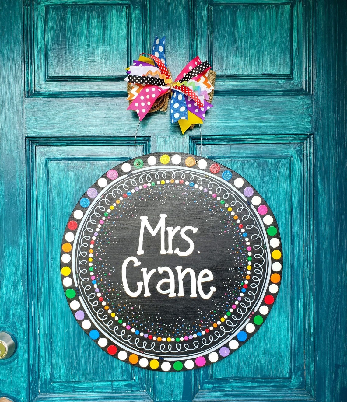 Polka Dot Teacher Door Hanger Custom Colors & Free - Etsy