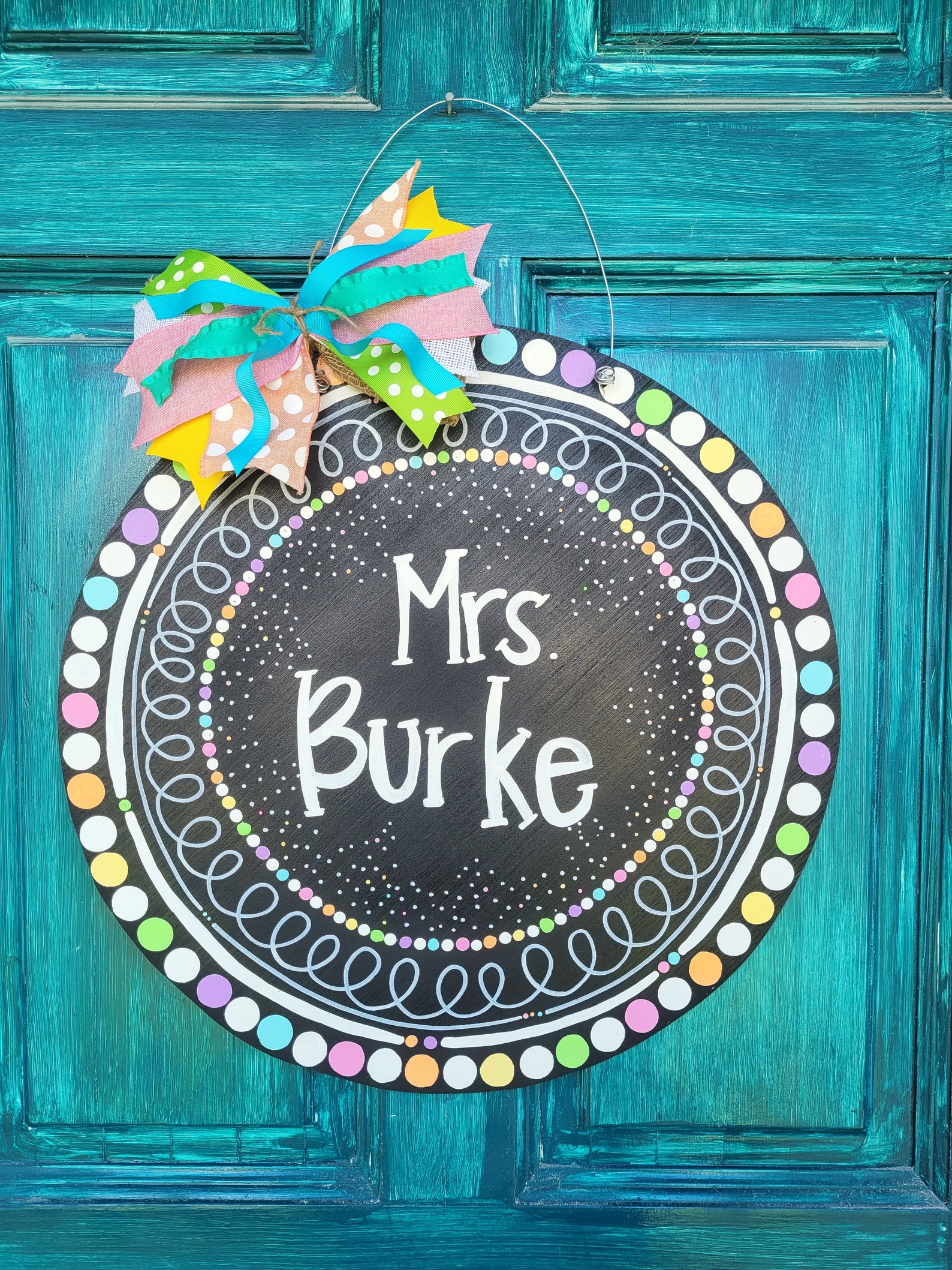 Polka Dot Teacher Door Hanger - Custom Colors & Free Personalization ...