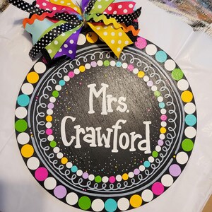 Polka Dot Teacher Door Hanger - Custom Colors & Free Personalization ...