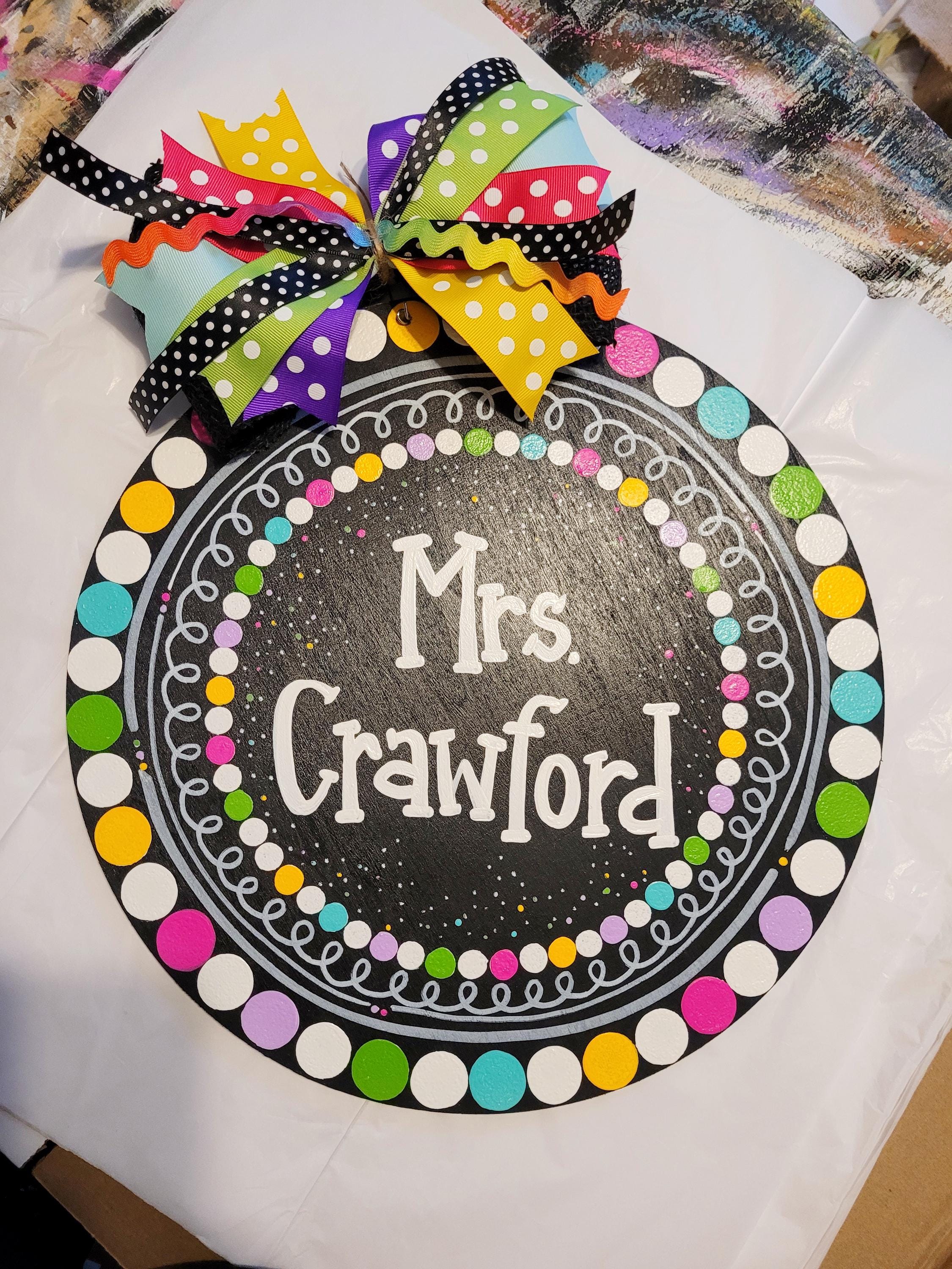 Polka Dot Teacher Door Hanger - Custom Colors & Free Personalization ...