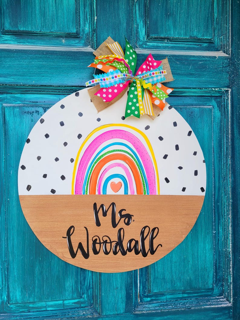 Rainbow Colorful Teacher Classroom Door Hanger - Free Shipping - Custom ...