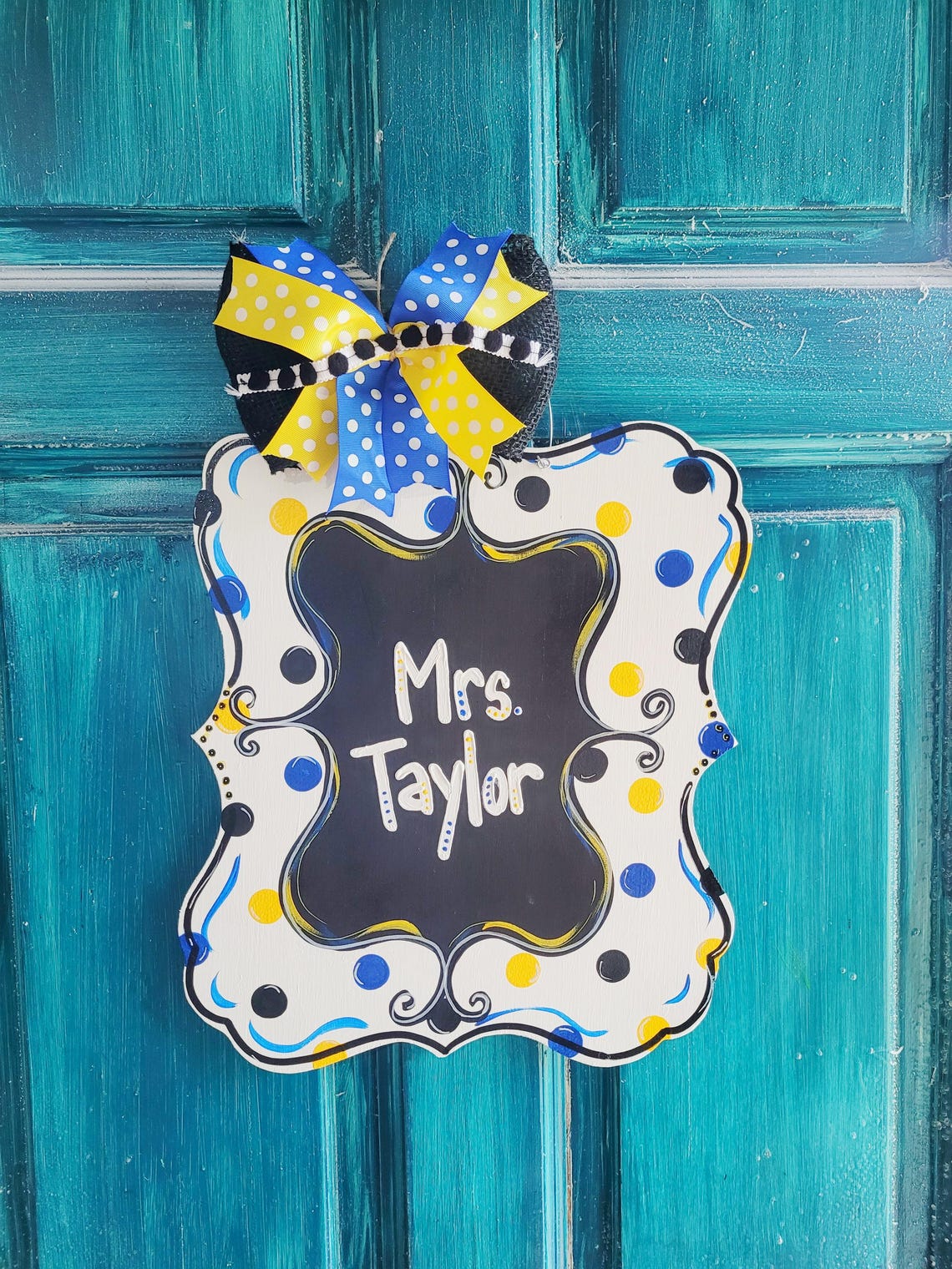 Polka Dot Plaque Teacher Door Hanger - Custom Colors & Free ...
