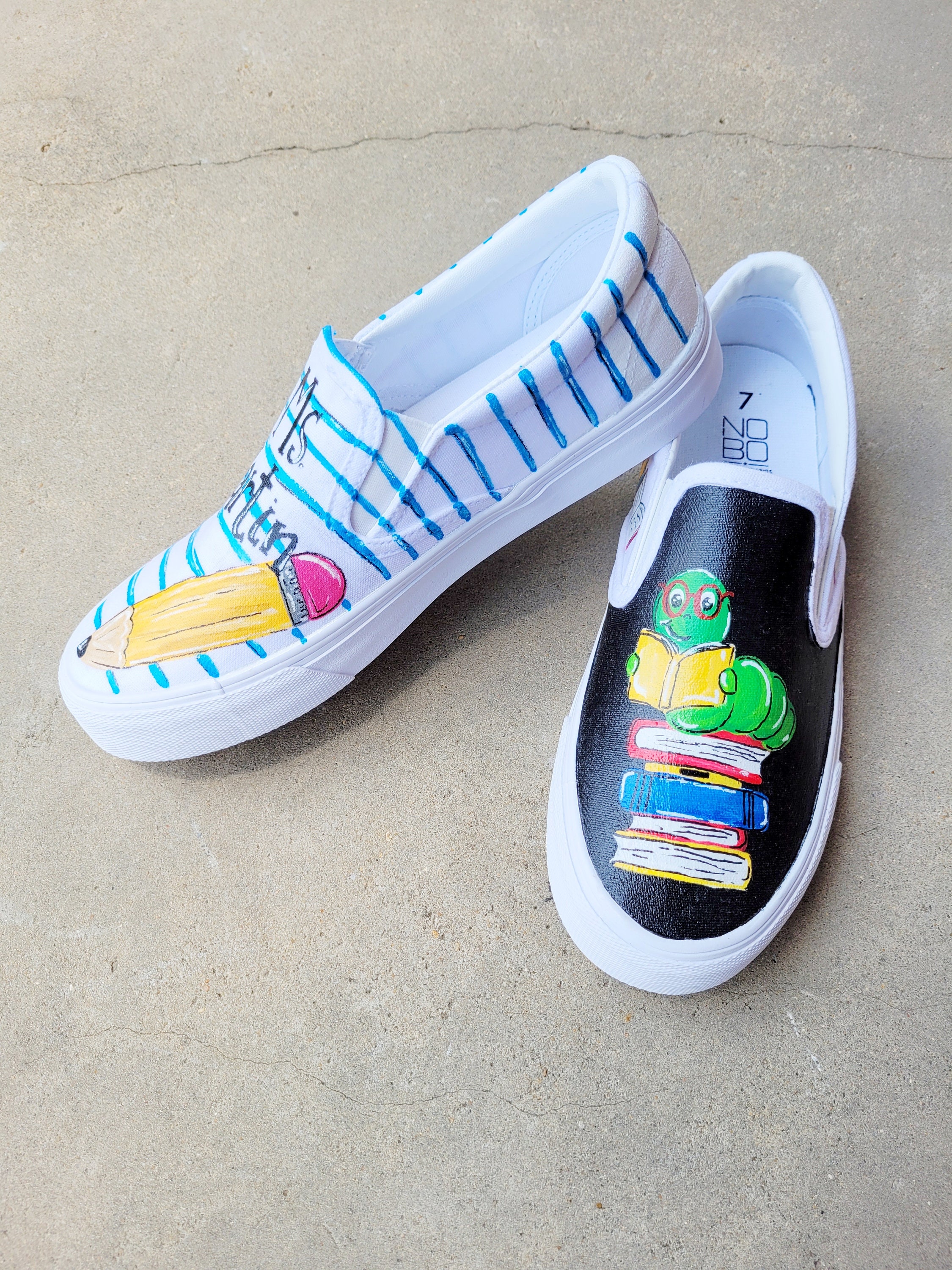 FREE Shipping - Custom Hand Painted Teacher Shoes - Personalized Canvas ...
