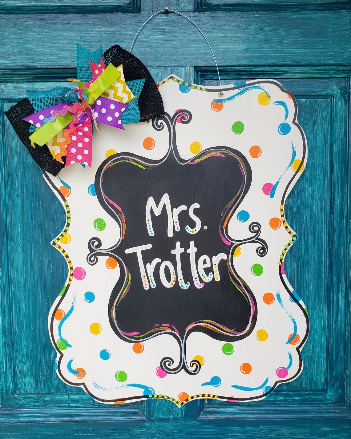 Polka Dot Plaque Teacher Door Hanger - Custom Colors & Free ...