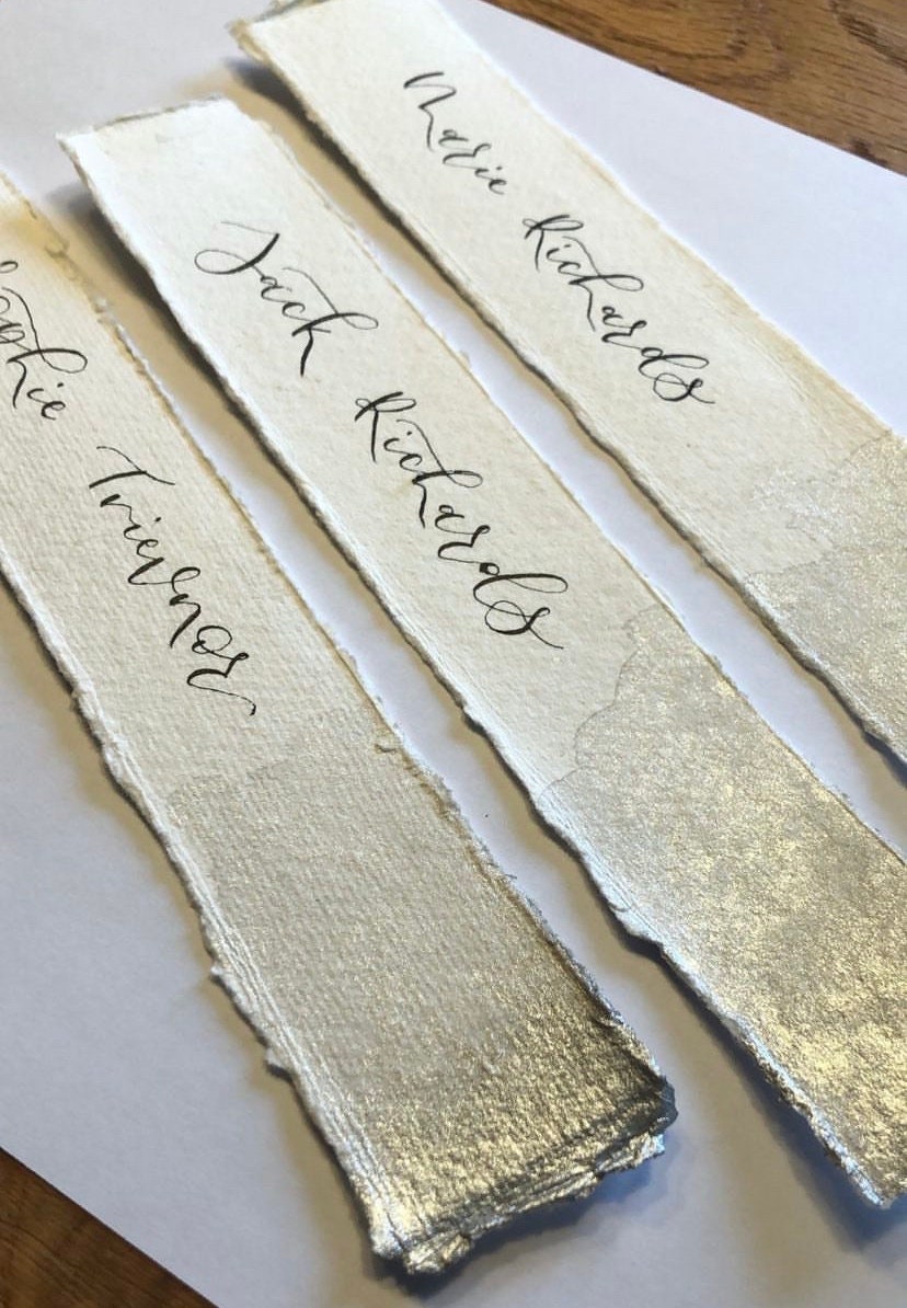Cotton Rag Place Cards the Metallic Collection Handwritten Calligraphy ...