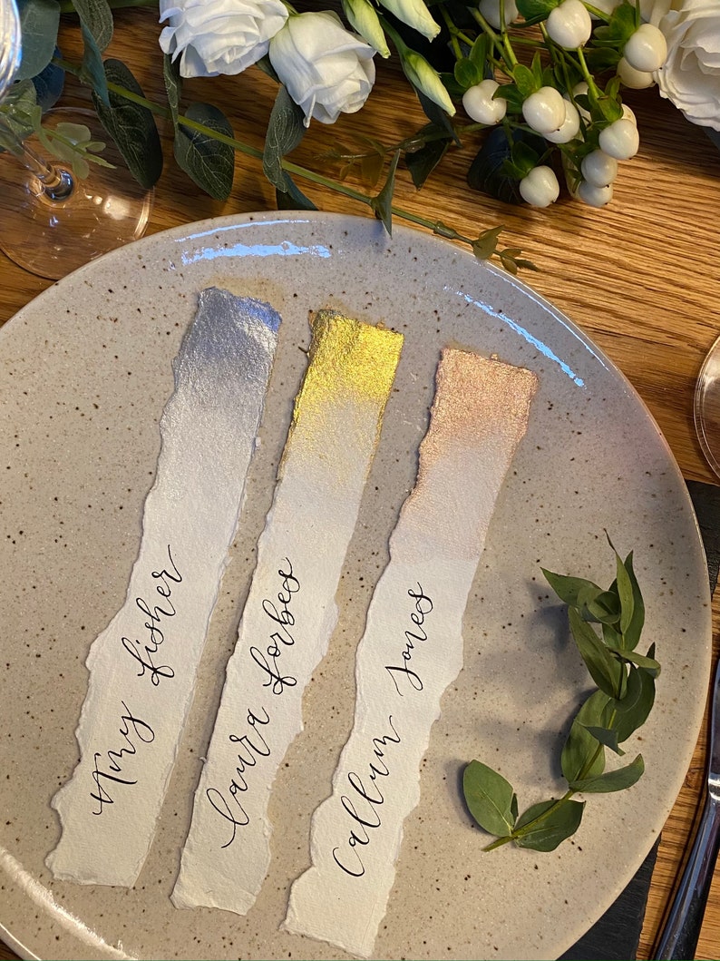 Cotton Rag Place Cards the Metallic Collection Handwritten Calligraphy ...