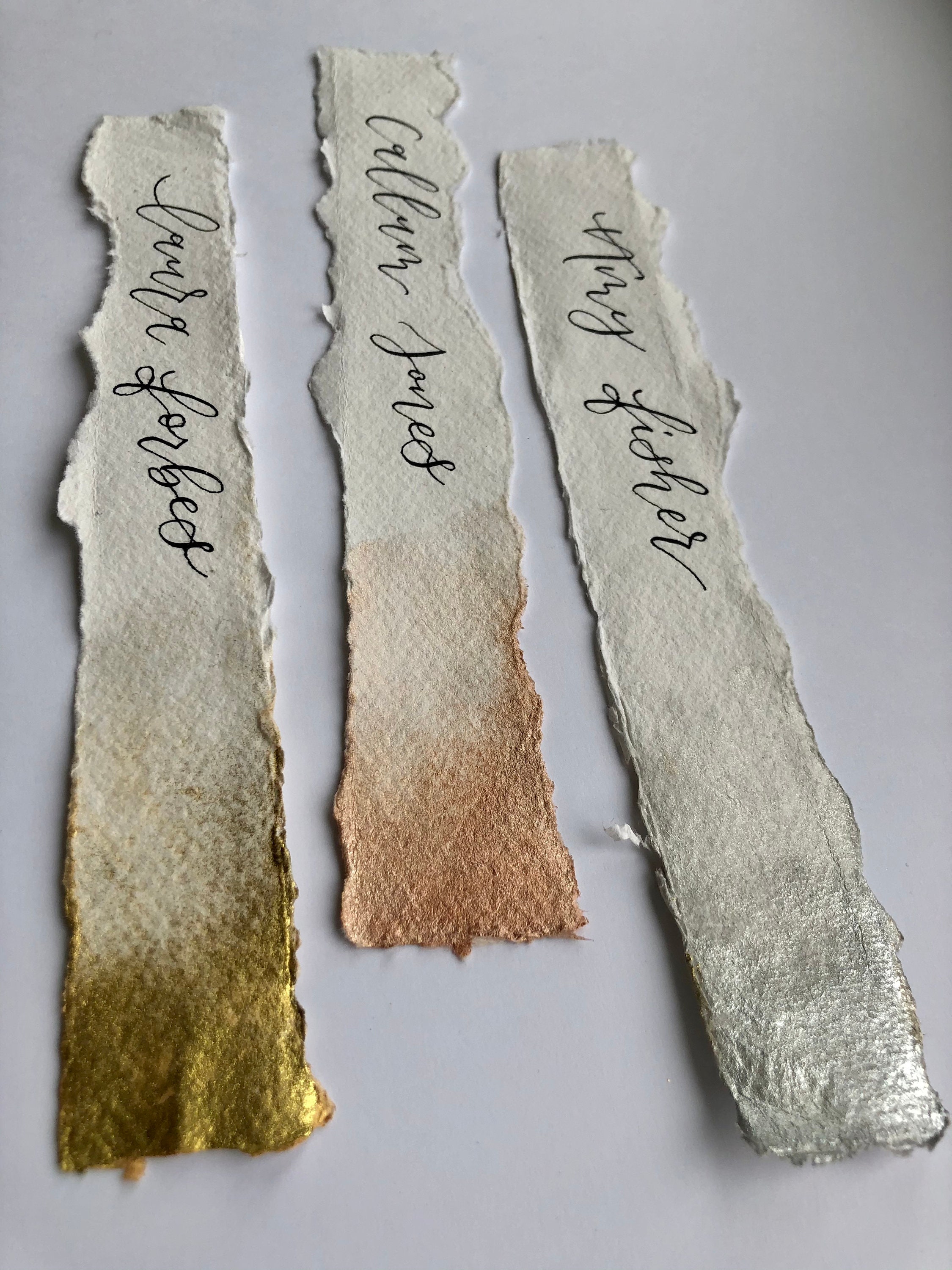 Cotton Rag Place Cards the Metallic Collection Handwritten Calligraphy ...