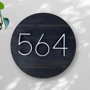 Round Address Sign, Modern House Number Sign, Circular Address Plaque ...