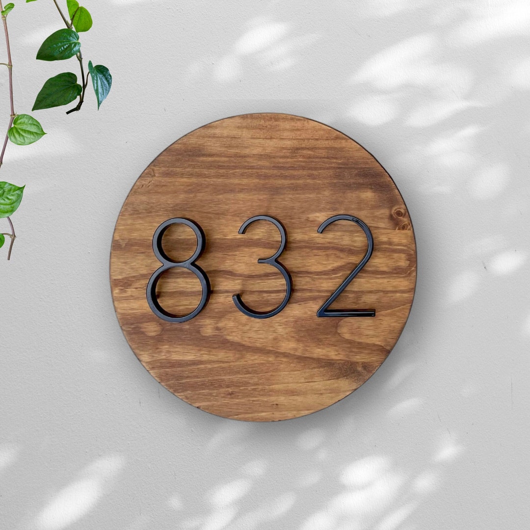 Round Address Sign, Modern House Number Sign, Circular Address Plaque ...