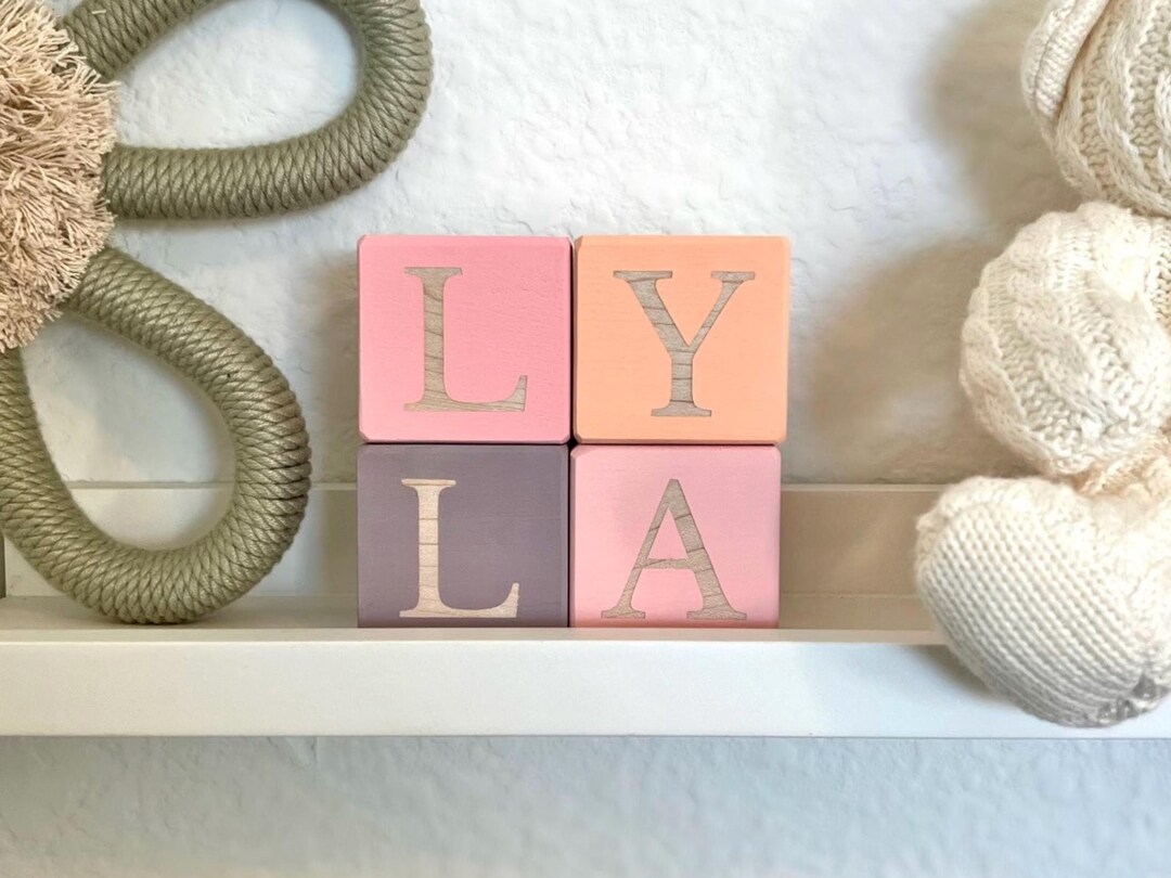 Custom Baby Name Blocks for Girls Nursery, Personalized Wood Letter ...