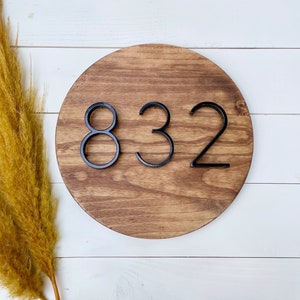 Circular House Number Sign Round Address Plaque Wood Home - Etsy