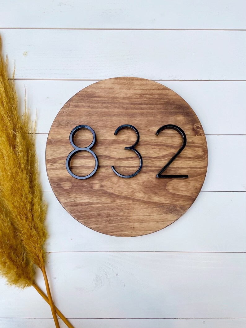 Circular House Number Sign Round Address Plaque Wood Home - Etsy