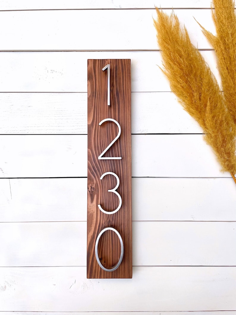 Vertical Wood Address Plaque Floating Number Plaque House - Etsy
