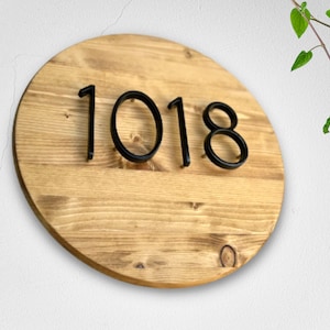 Circular House Number Sign, Round Address Plaque, Wood Home Address ...