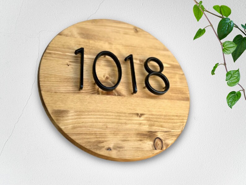 Circular House Number Sign Round Address Plaque Wood Home - Etsy