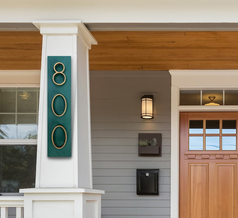 Gold House Numbers, Modern Address Sign, Vertical Address Plaque ...