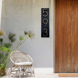 Gold House Number Sign, Brass Home Numbers, Modern Vertical Address ...