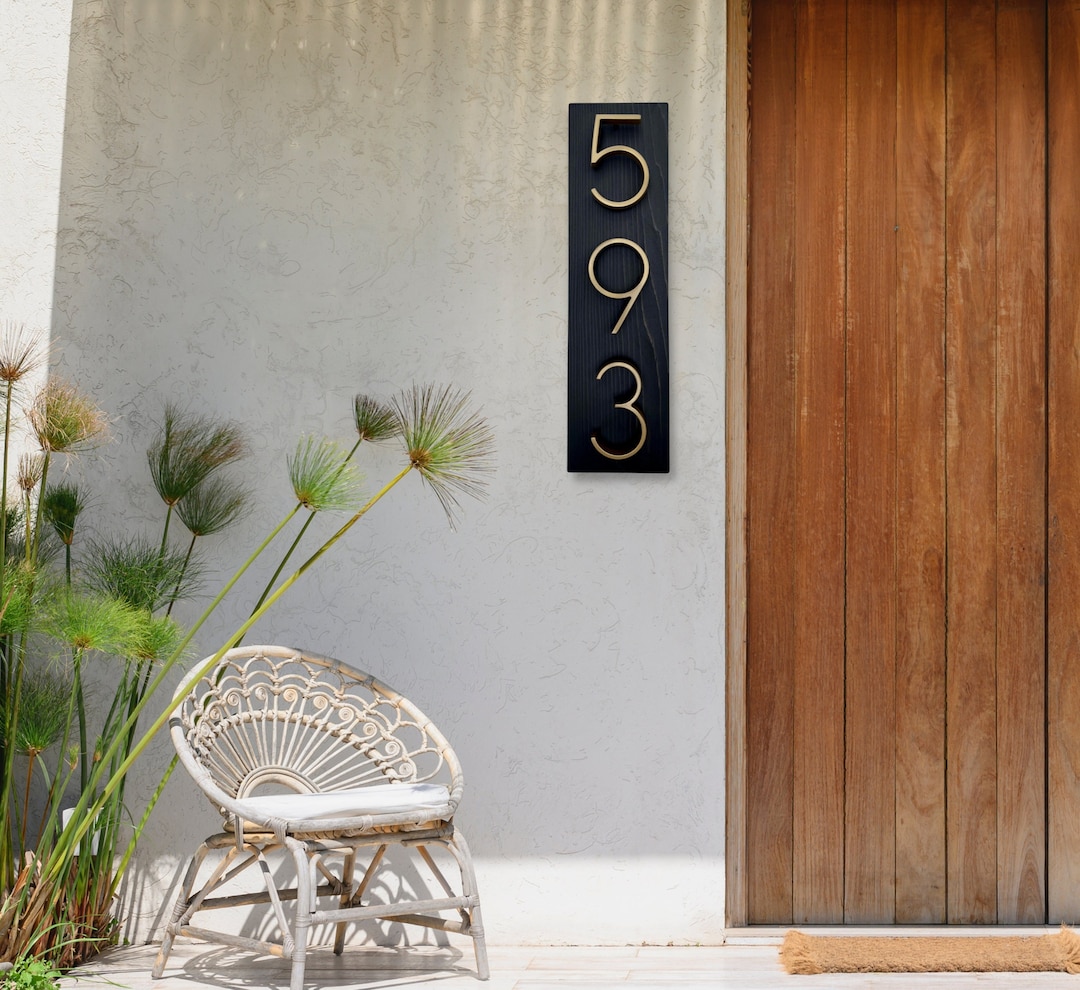 Gold House Number Sign, Vertical Address Plaque, New Home Gift ...