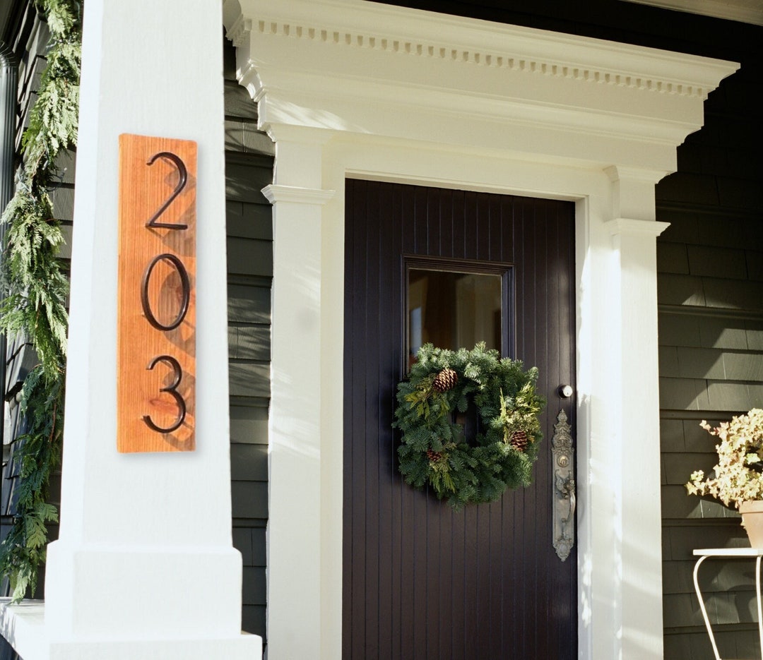 Address Sign for House Vertical, Rustic House Numbers, Cedar Wood ...