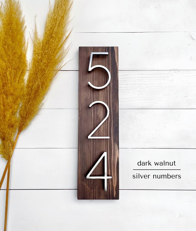 Black House Numbers on Wood Modern House Number Sign Metal - Etsy