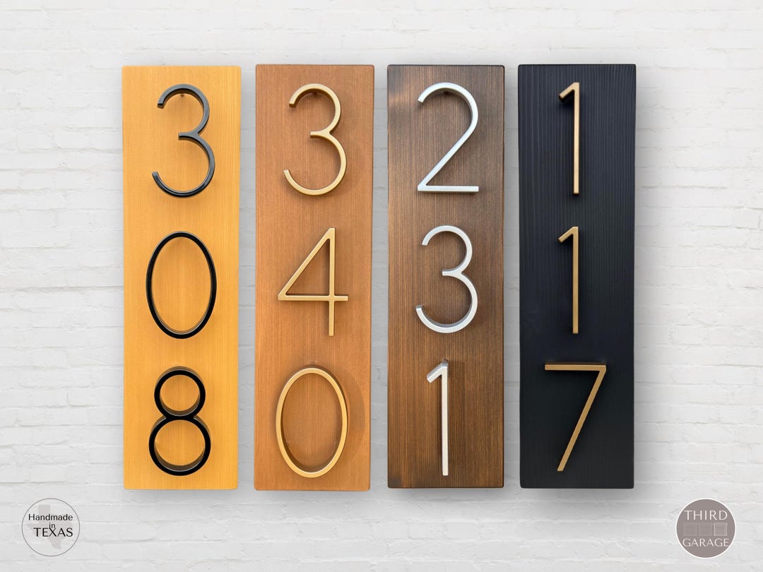 House Number Sign, Vertical House Numbers, Wood Address Plaque ...