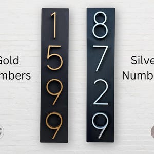 Black House Numbers on Wood, Modern House Number Sign, Metal House ...