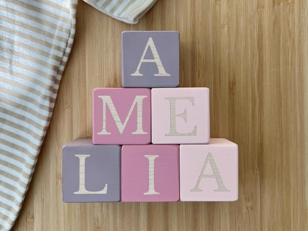 Custom Baby Blocks, Wood Baby Name Blocks, Personalized, Montessori ...