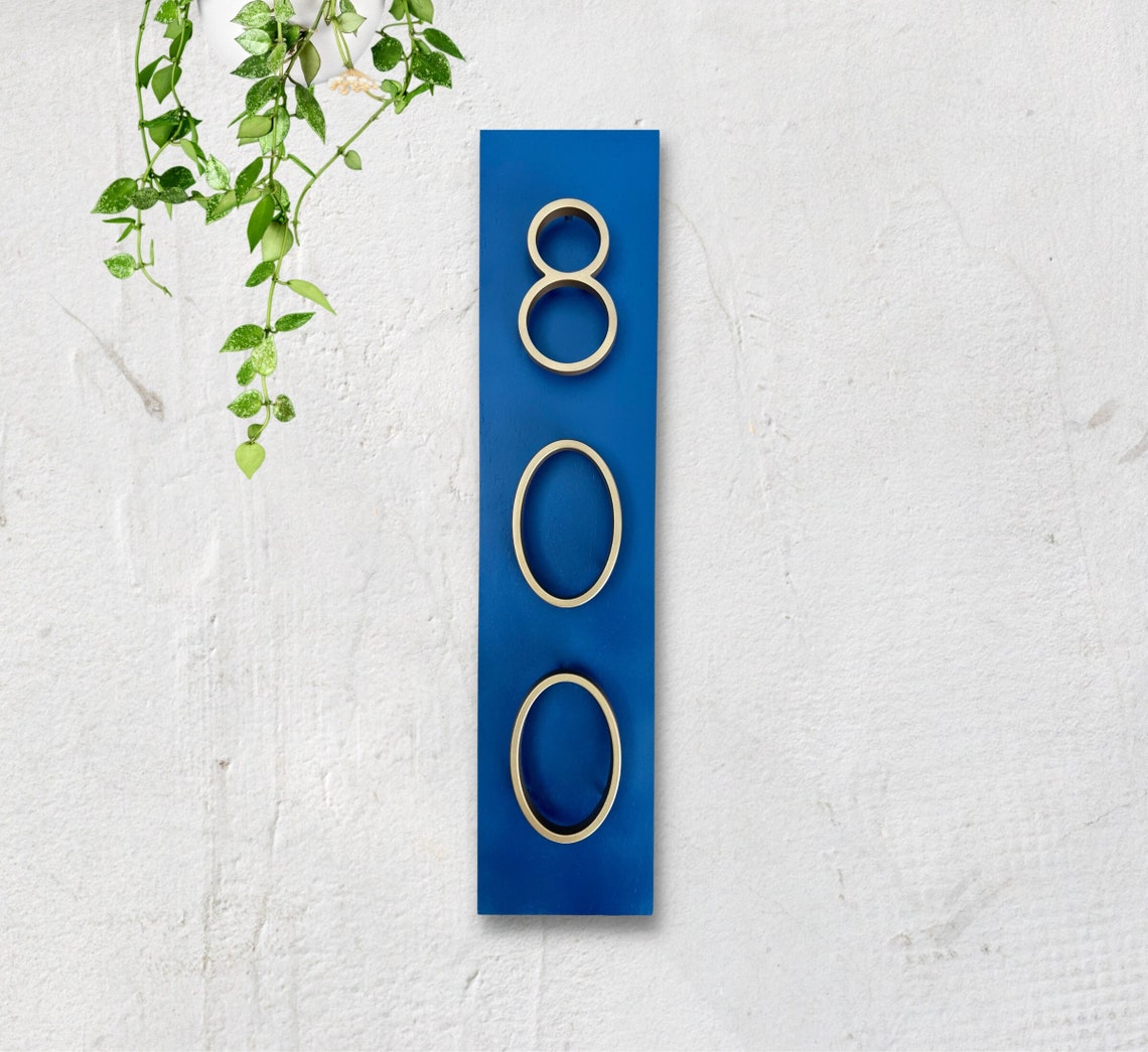 Gold House Numbers Modern Address Sign Vertical Address - Etsy