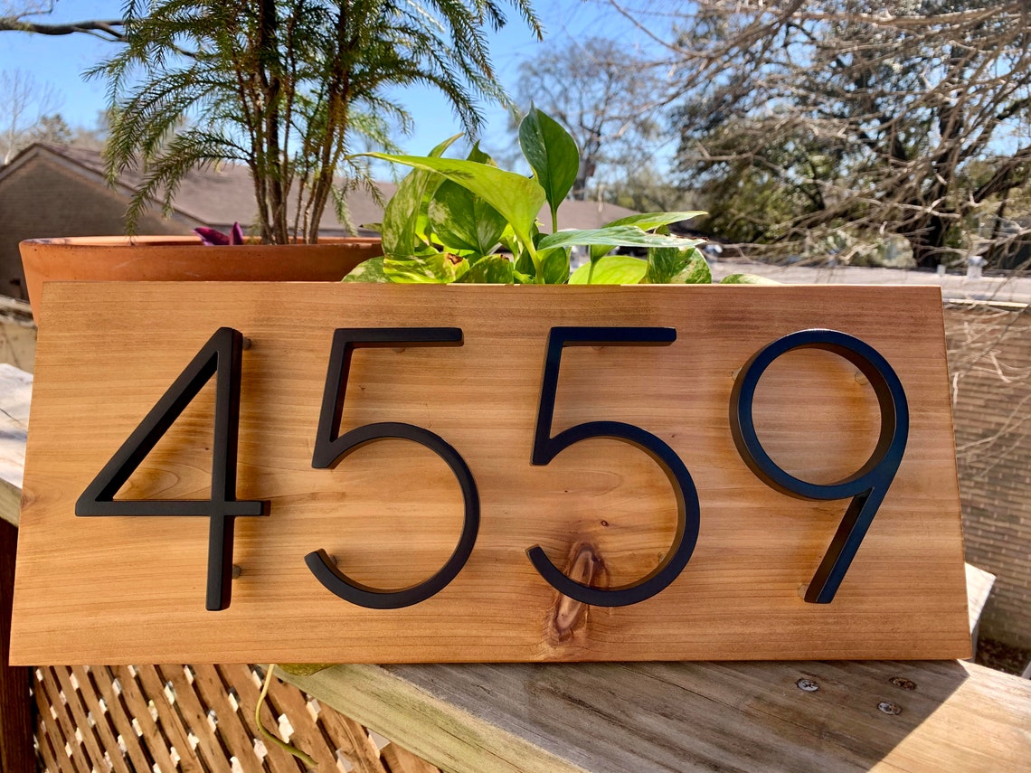 House Number Sign Black Address Sign Modern Horizontal - Etsy