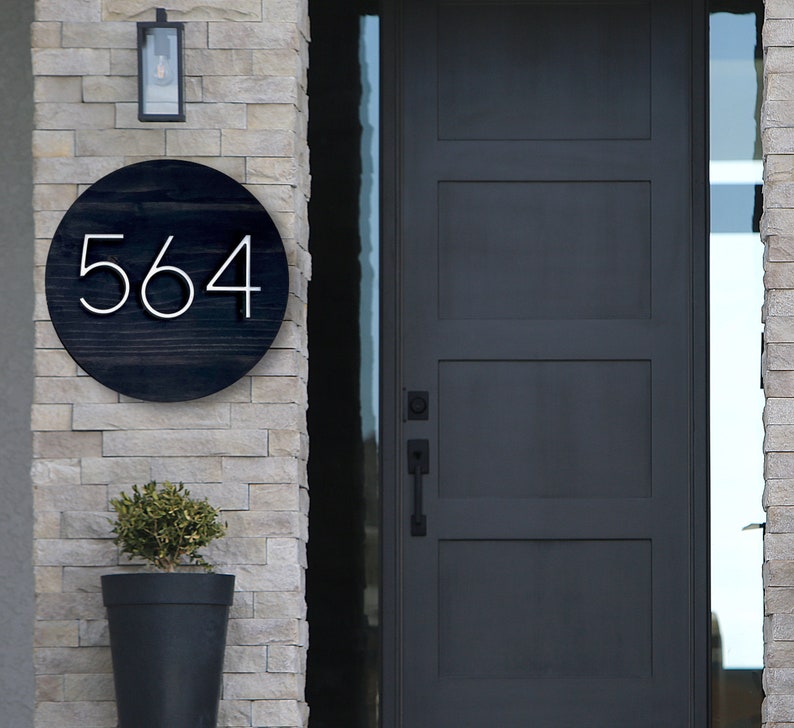 Circular House Number Sign Round Address Plaque Wood Home - Etsy