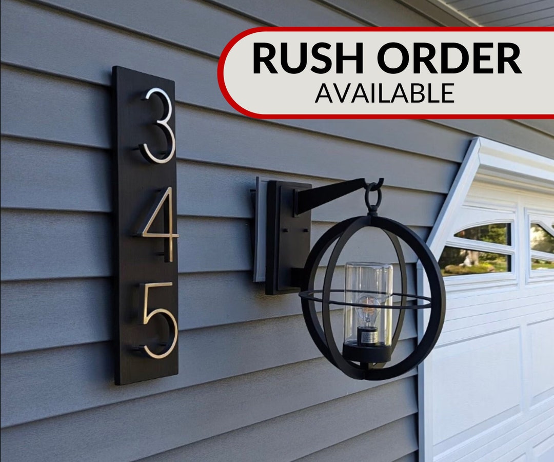 Black House Numbers on Wood, Modern House Number Sign, Metal House ...