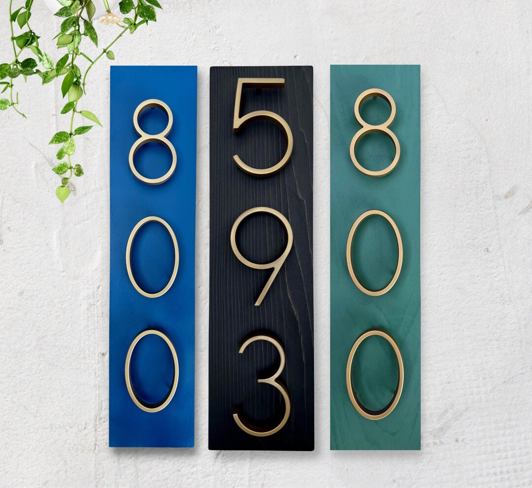 Gold House Numbers Modern Address Sign Vertical Address - Etsy