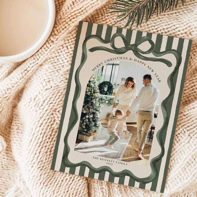 Stripe Photo Christmas Card - Etsy