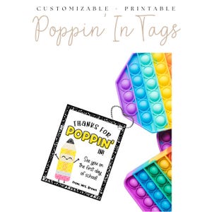 Back to School Pop Fidget Favor Tags: Meet the Teacher (printable) - Etsy