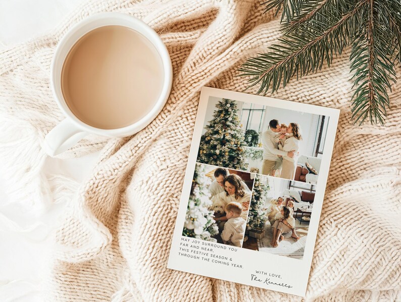 Modern Christmas Card Template Canva | Photo Holiday Card | Minimal ...