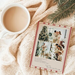 Editable Christmas Card Template | Red Stripe Holiday Card | Modern ...