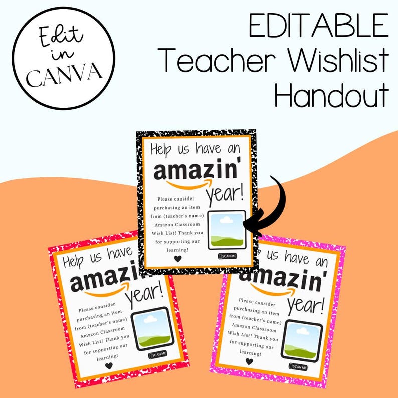 Back to School Wish List for Teachers QR Code Ready Amazon - Etsy
