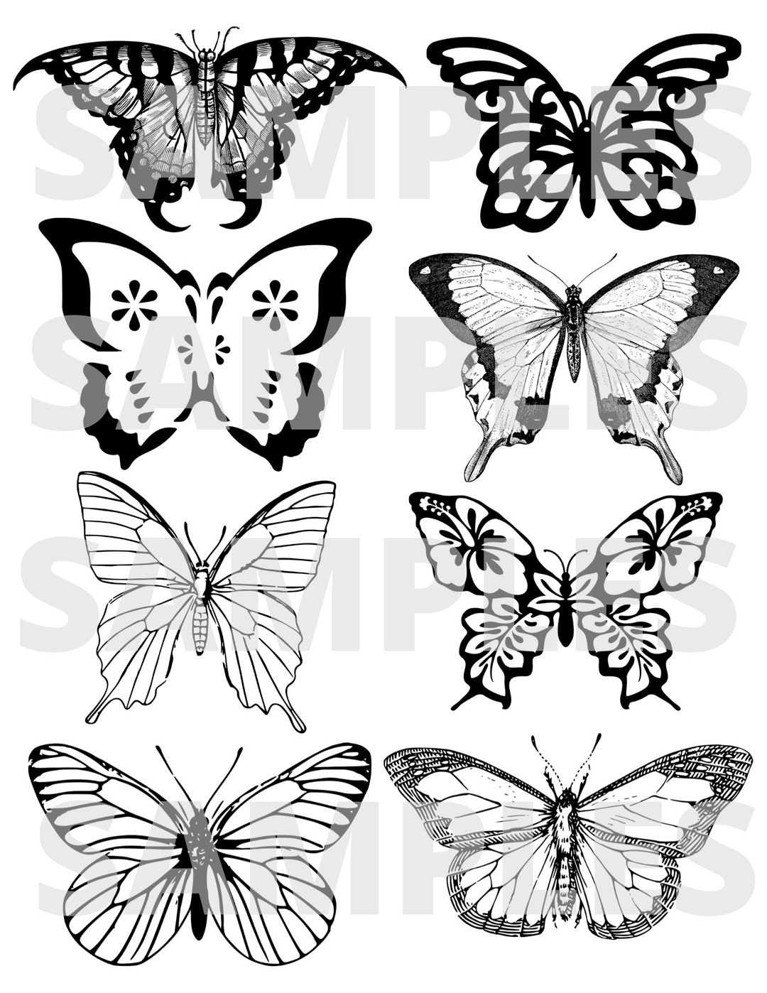 Butterflies Colouring Sheet Digital Scrapbook Paper - Collage Sheet ...