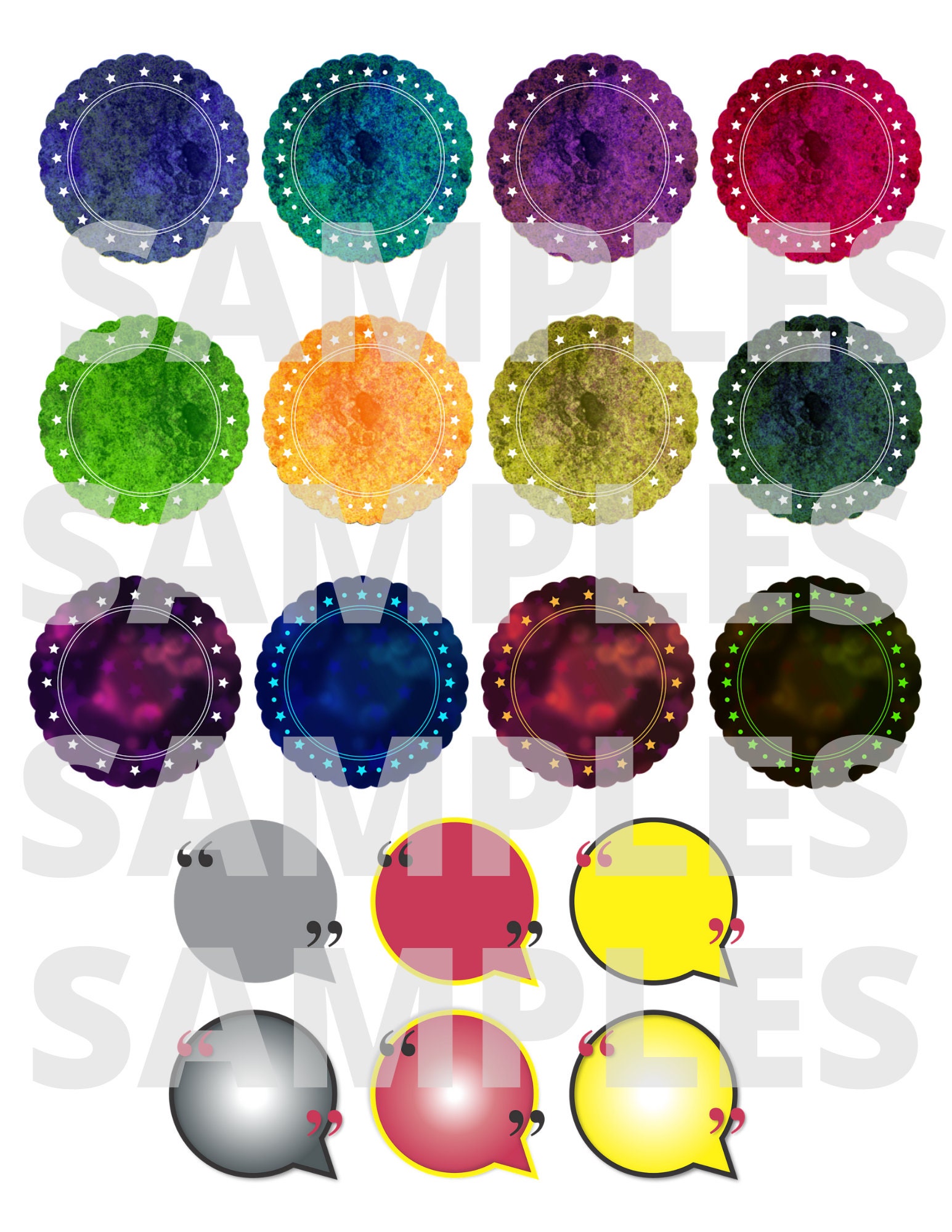 Circle Patterns Sheet Digital Scrapbook Paper - Collage Sheet ...