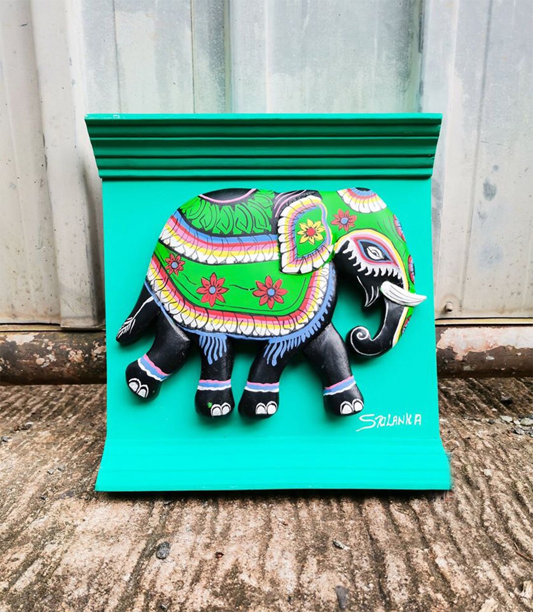 Wooden Wall Art Elephant Mix Colors Nature Sculpture Bathroom Kitchen ...