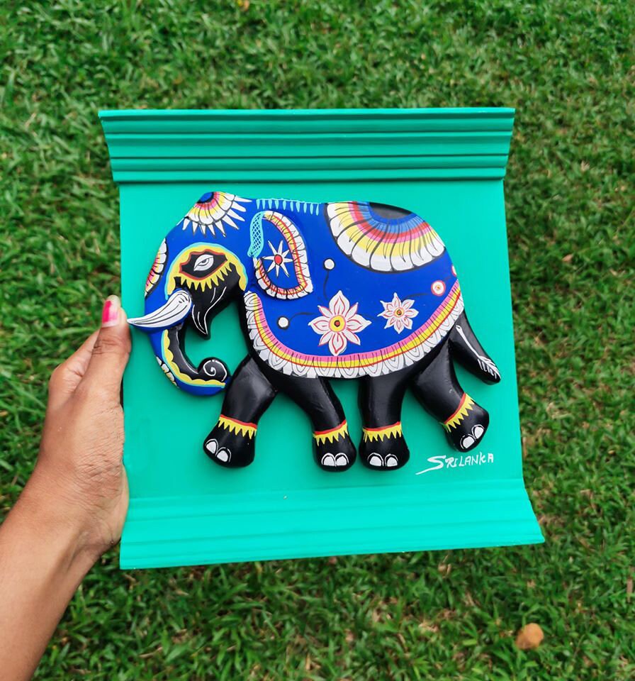 Wooden Wall Art Elephant Mix Colors Nature Sculpture Bathroom Kitchen ...