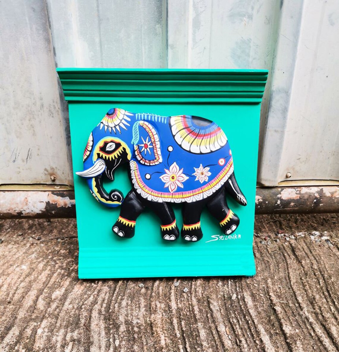 Wooden Wall Art Elephant Mix Colors Nature Sculpture Bathroom Kitchen ...