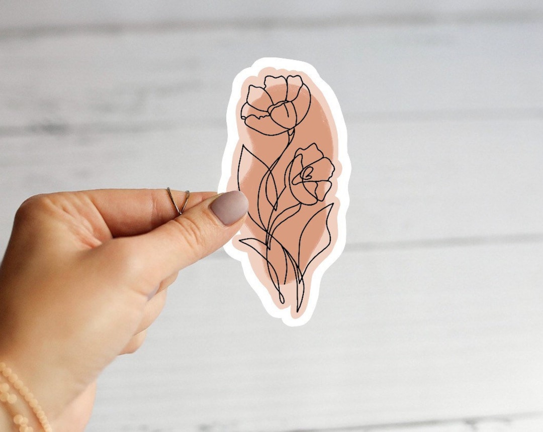 Line Drawing Flower Sticker - Etsy