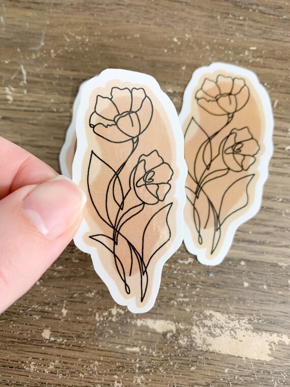 Line Drawing Flower Sticker | Etsy