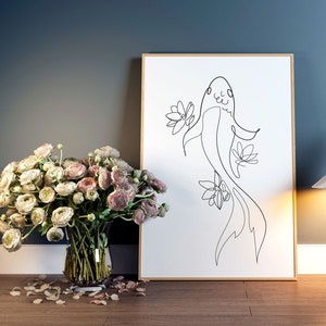 Koi Fish One Line Art Svg, Modern Minimalist Continuous Line Drawing - Etsy